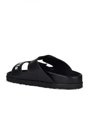 Palm Angels Leather Logo Sandals - Black