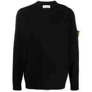 Stone Island Cotton Fine Knit Crew Neck Long Sleeve Jumper - Black