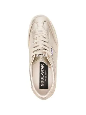 GOLDEN GOOSE Soul Star Laminated Leather Sneakers With Crackled Leather Heel Tab - Silver