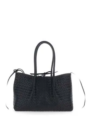 Bottega Veneta Medium Shoulder Bag With Intreccio Motif - Black