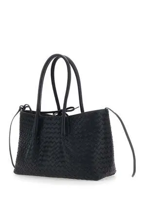 Bottega Veneta Medium Shoulder Bag With Intreccio Motif - Black