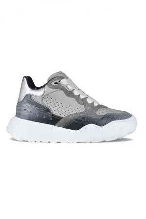Alexander McQueen Court Trainers With Snakeskin-effect Details - Gray