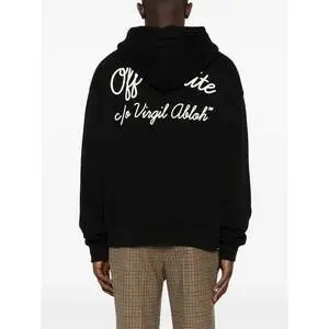 Off-White Drawstring Hood Hoodie With Logo Print - Black