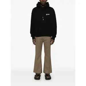 Off-White Drawstring Hood Hoodie With Logo Print - Black
