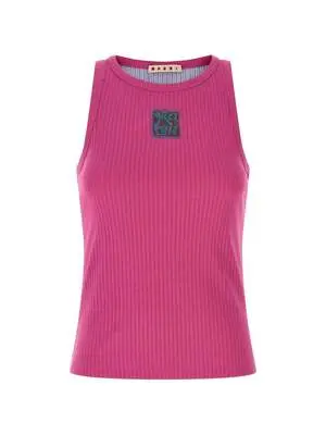 Marni Ribbed Tank Top With Applique - Multicolor
