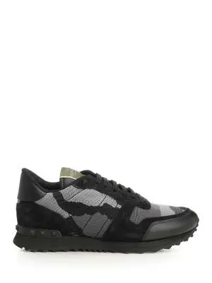 Valentino Garavani Rockrunner Camouflage Sneakers - Black
