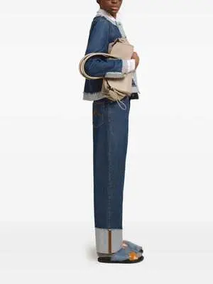 Marni Cuffed Jeans With Embroidered Detail - Blue