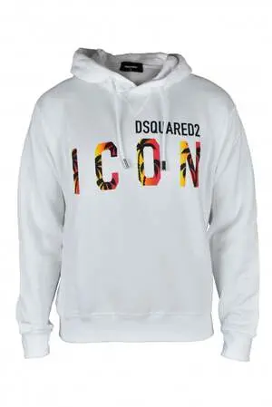 Dsquared2 Cotton Logo Print Hooded Sweatshirt - White