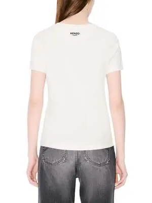Kenzo Organic Cotton T-shirt With Floral Decoration - White