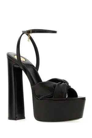 Saint Laurent Nappa Leather Platform Sandals - Black