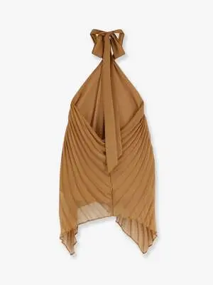 Max Mara Pleated Halter Top With Metal Ring Detail - Multicolor