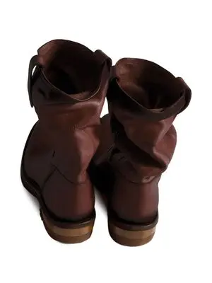 Miu Miu Aged Look Leather Ankle Boots - Brown