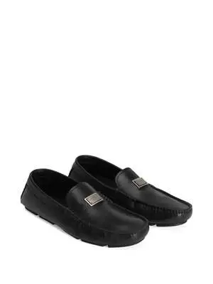 Dolce & Gabbana Leather Loafers With Logo Plaque - Black