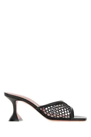 Amina Muaddi Leather And Mesh Lupita Mules