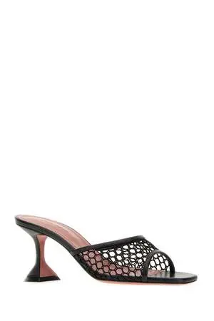 Amina Muaddi Leather And Mesh Lupita Mules