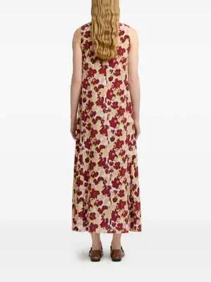 Marni Pleated Floral Silk Maxi Dress - Multicolor
