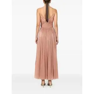 Costarellos Spaghetti Strap V-neck Georgette Gown