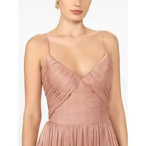 Costarellos Spaghetti Strap V-neck Georgette Gown
