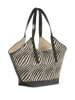 Marni Two-tone Raffia Effect Shoulder Bag - Black