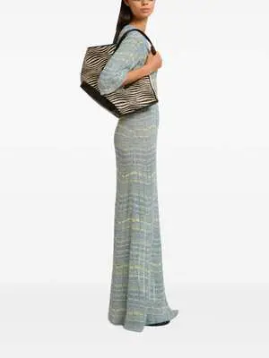 Marni Two-tone Raffia Effect Shoulder Bag - Black