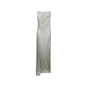 Costarellos Embellished Sleeveless Draped Floor Length Gown