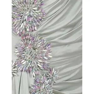 Costarellos Embellished Sleeveless Draped Floor Length Gown