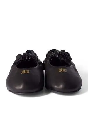 Miu Miu Nappa Leather Ruched Ballet Flats