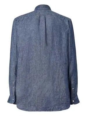 Fendi Comfort Fit Chambray Shirt With Ff Embroidery - Blue