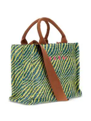 Marni Small Tote Bag With Logo Detail - Green
