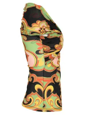 Etro Printed Bardot Neckline Body With Twisted Detail