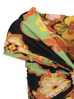 Etro Printed Bardot Neckline Body With Twisted Detail