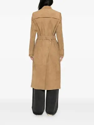 GOLDEN GOOSE Suede Trench Coat With Waxed Treatment - Multicolor