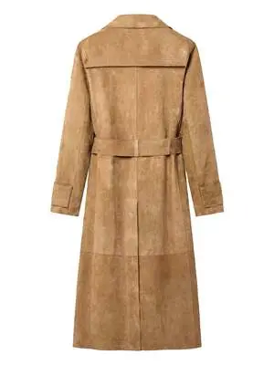 GOLDEN GOOSE Suede Trench Coat With Waxed Treatment - Multicolor