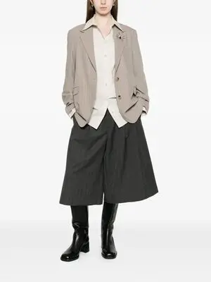 GOLDEN GOOSE Oversized Wool Blend Pinstripe Blazer With Brooch - Multicolor