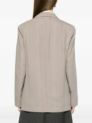 GOLDEN GOOSE Oversized Wool Blend Pinstripe Blazer With Brooch - Multicolor