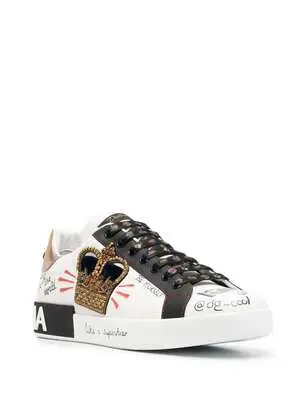 Dolce & Gabbana Portofino Printed Leather Sneakers - Multicolor