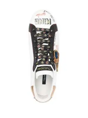 Dolce & Gabbana Portofino Printed Leather Sneakers - Multicolor