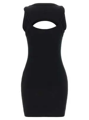 Off-White Ribbed Stretch Cotton Cut-out Mini Dress