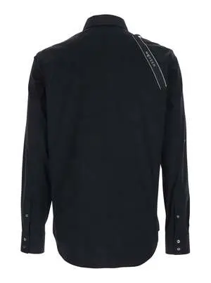Alexander McQueen Shirt With Classic Collar And Buckle Detail In Cotton For - Black