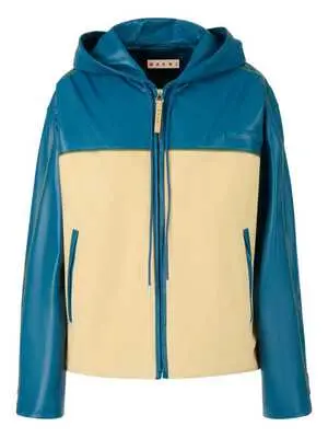 Marni Hooded Leather Jacket - Multicolor