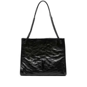 Saint Laurent Chevron Quilted Lambskin Shoulder Bag - Black