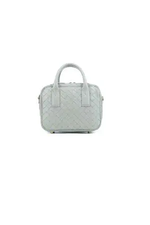 Bottega Veneta Woven Leather Top Handle Bag With Gold Tone Detail