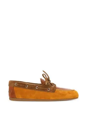 Miu Miu Suede Lace-up Loafers - Brown