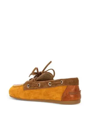 Miu Miu Suede Lace-up Loafers - Brown