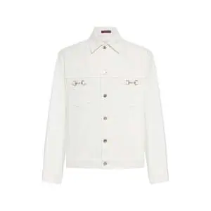Gucci Denim Jacket With Horsebit Detail - White