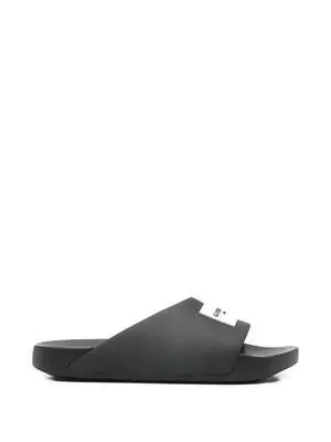 Givenchy Logo Appliqué Flat Sole Slides - Black
