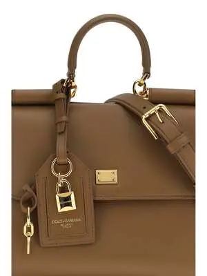 Dolce & Gabbana My Sicily Satchel Bag With Top Handle And Adjustable Shoulder Strap - Brown
