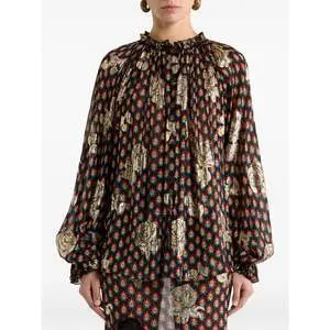 Etro And Multicolour Print Silk Blouse - Black