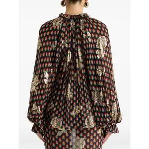 Etro And Multicolour Print Silk Blouse - Black