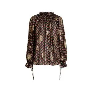 Etro And Multicolour Print Silk Blouse - Black